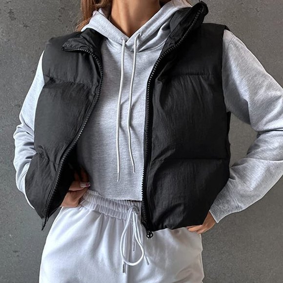 Jackets & Coats | Womens Cropped Puffer Vest Black | Poshmark